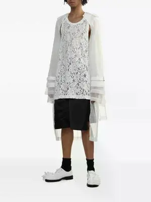 Comme Des Garçons Buckled Panelled Coat - White