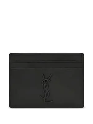 Saint Laurent Cassandre Leather Card Holder - Black