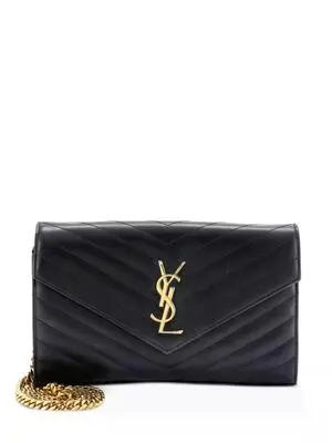 Saint Laurent Classic Monogram Wallet On Chain - Black