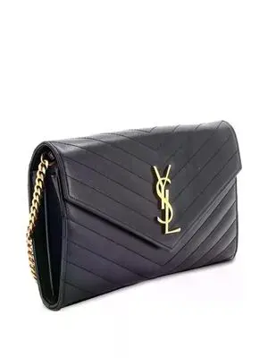 Saint Laurent Classic Monogram Wallet On Chain - Black