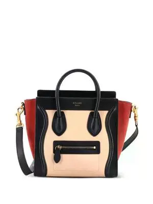 Celine Tricolor Leather Luggage Nano Crossbody Bag - Black