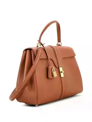 Celine 16 Top Handle Bag Grained Calfskin Medium Shoulder Bag - Brown