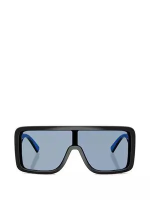 Dolce & Gabbana Shield-frame Sunglasses With Blue-tinted Lenses - Black