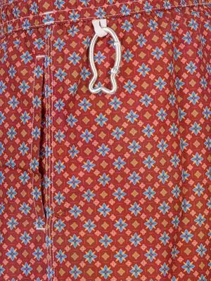 Fedeli Geometric-print Swim Shorts - Red