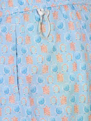 Fedeli Turtle-print Drawstring Swim Shorts - Blue