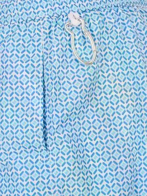 Fedeli Geometric-print Swim Shorts - Blue