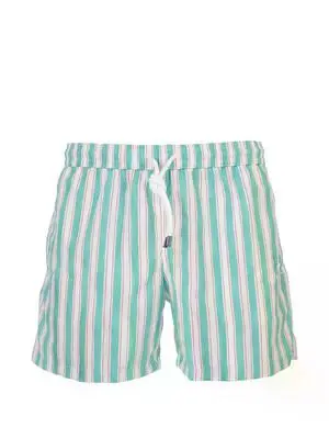 Fedeli Striped Drawstring Swim Shorts - Green
