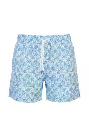 Fedeli Floral-print Swim Shorts - Blue