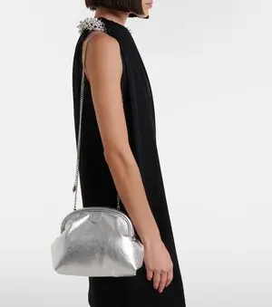 Stella McCartney Falabella Padded Metallic Clutch - Silver