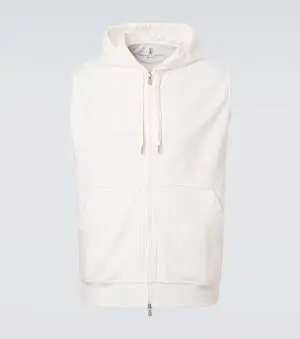 Brunello Cucinelli Cotton Blend Sleeveless Zip-up Hoodie - White