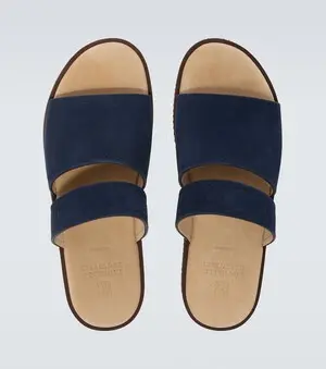 Brunello Cucinelli Suede Open Toe Sandals - Blue