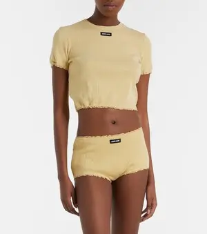 Miu Miu Pointelle Cotton Micro Shorts