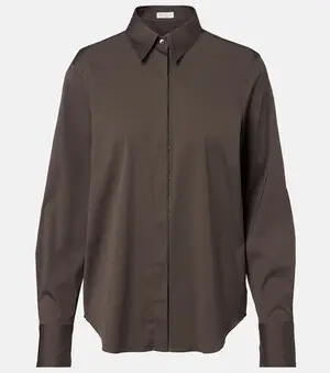 Brunello Cucinelli Monili Cotton-blend Poplin Shirt - Brown
