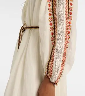 Zimmermann Aster Embroidered Ramie Maxi Dress - White