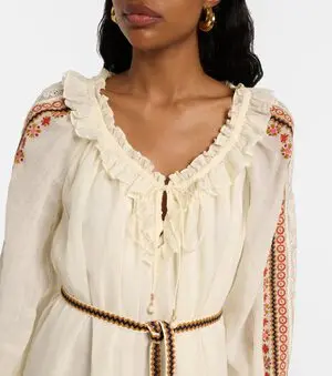 Zimmermann Aster Embroidered Ramie Maxi Dress - White