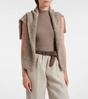 Brunello Cucinelli Knitted Lame Mockneck Top