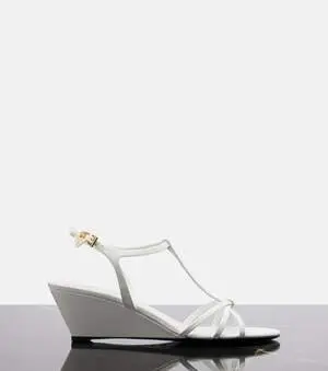 Prada Patent Leather Wedge Sandals - White