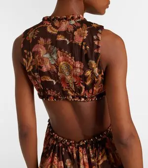 Zimmermann Aster Cutout Floral Cotton Midi Dress
