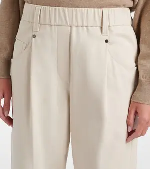 Brunello Cucinelli Monili Cotton-blend Straight-leg Trousers - Beige