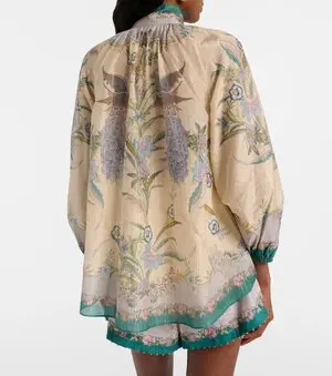 Zimmermann Indra Printed Cotton And Silk-blend Blouse - Multicoloured