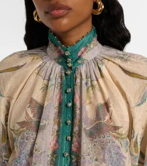 Zimmermann Indra Printed Cotton And Silk-blend Blouse - Multicoloured