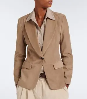 Brunello Cucinelli Suede Peak Lapel Blazer