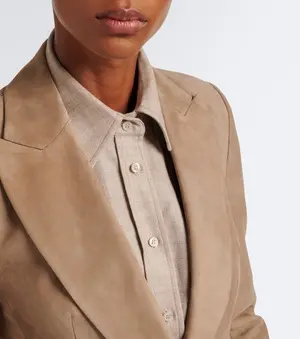 Brunello Cucinelli Suede Peak Lapel Blazer