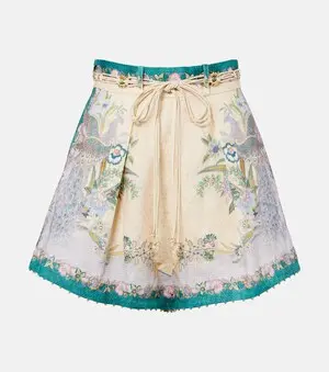 Zimmermann Indra Printed Linen Shorts - Multicoloured