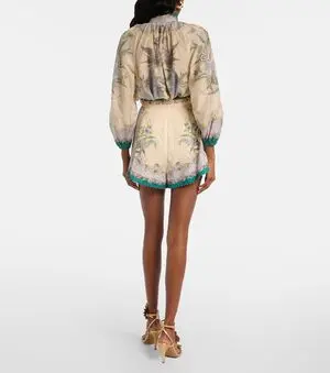 Zimmermann Indra Printed Linen Shorts - Multicoloured