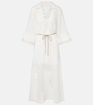 ZIMMERMANN Zimmermann Indra Embroidered Ramie Midi Dress