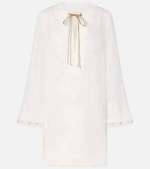 Zimmermann Indra Embroidered Ramie Mini Dress - White