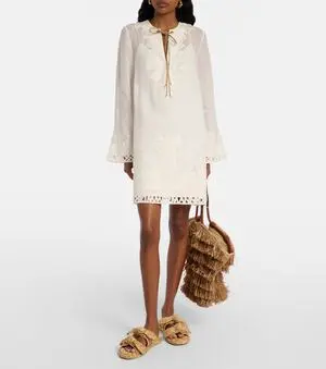 Zimmermann Indra Embroidered Ramie Mini Dress