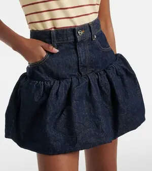 GANNI Gathered Denim Miniskirt