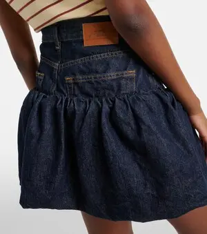 GANNI Gathered Denim Miniskirt