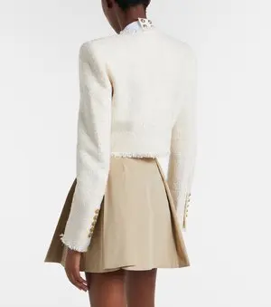 Balmain Cropped Fringed Tweed Jacket