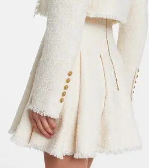 Balmain Cropped Fringed Tweed Jacket