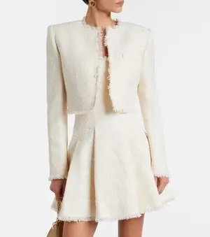 Balmain Cropped Fringed Tweed Jacket