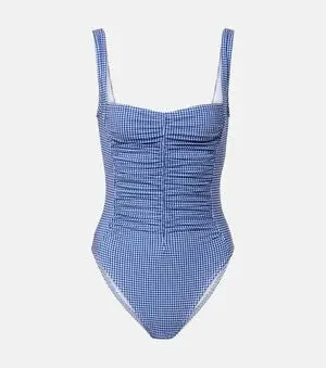 KARLA COLLETTO Gingham Ruched Swimsuit - Blue