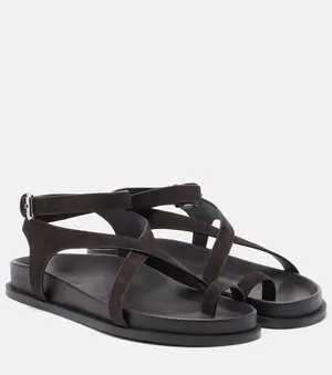 A.emery Jalen Slim Suede Sandals - Brown