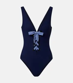 KARLA COLLETTO Navy White Bow-detail Swimsuit