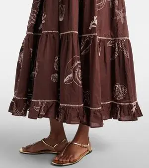 Poupette St Barth Milena Maxi Dress Seashell Print