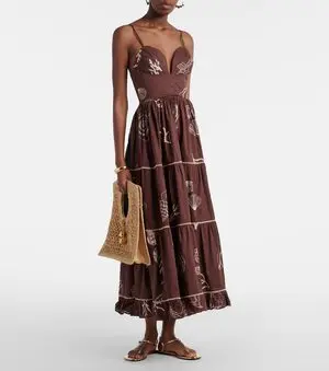 Poupette St Barth Milena Maxi Dress Seashell Print