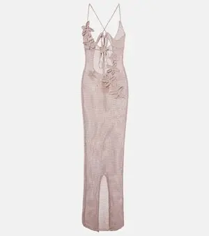 BANANHOT Hilsa Open-knit Lame Maxi Dress - Pink