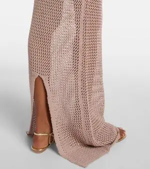 BANANHOT Hilsa Open-knit Lame Maxi Dress
