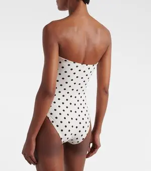 KARLA COLLETTO Ruched Polka-dot Bandeau Swimsuit - White