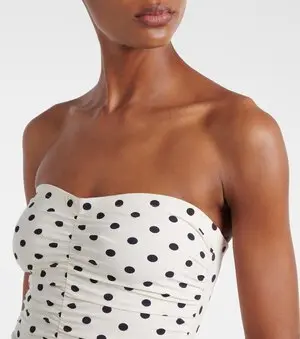 KARLA COLLETTO Ruched Polka-dot Bandeau Swimsuit - White