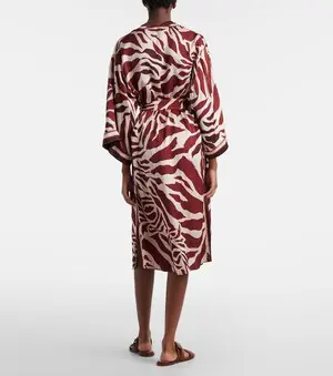Poupette St Barth Erica Printed Satin Kaftan
