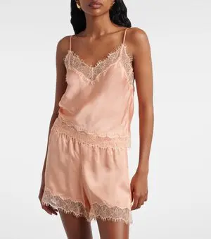 Poupette St Barth Zely Lace-trimmed Satin Camisole