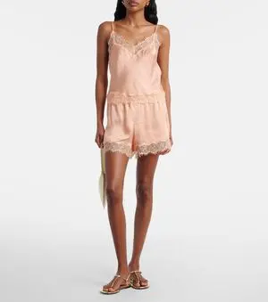 Poupette St Barth Zely Lace-trimmed Satin Camisole