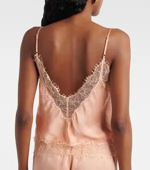 Poupette St Barth Zely Lace-trimmed Satin Camisole